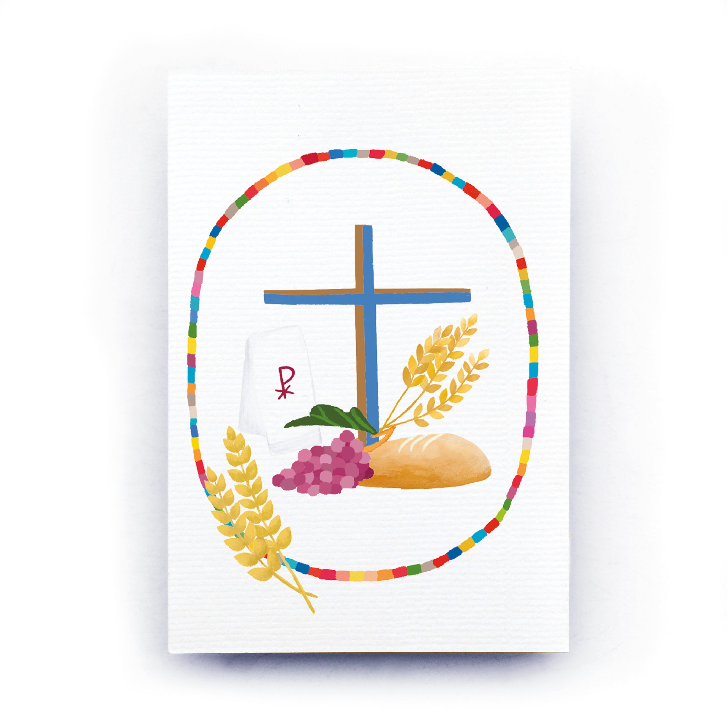 Simbolos De Primera Comunion Ilustración De Cáliz, Trigo Y Uvas,